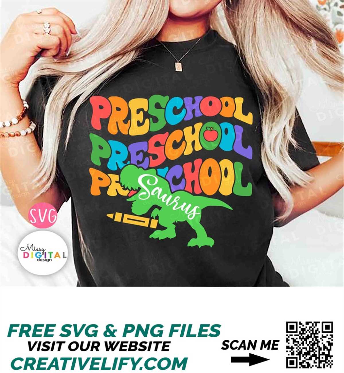 Preschool Saurus Svg, Png, T-Rex Dinosaur Svg, Back To Schoo | Inspire ...