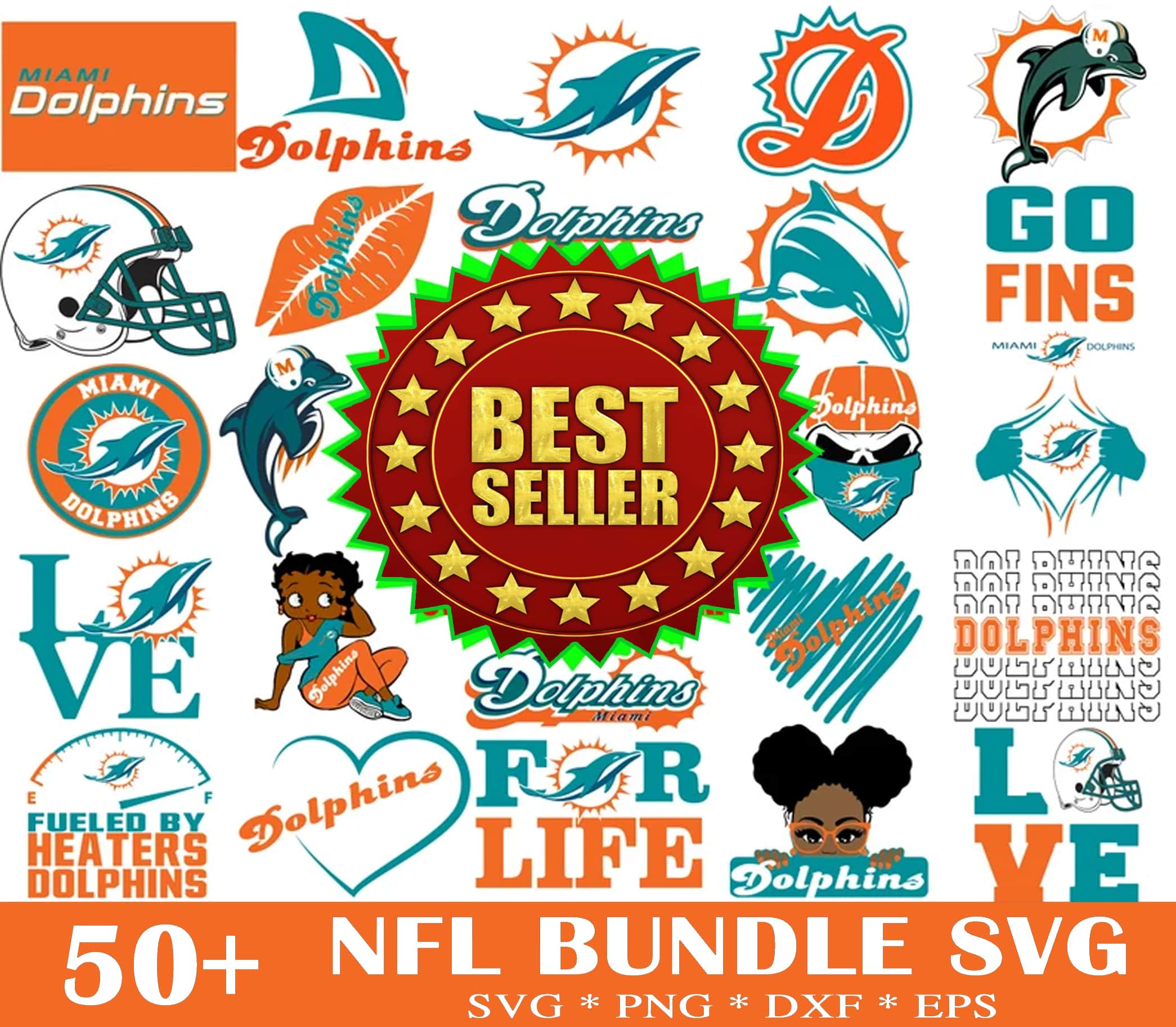 50 Miami Dolphins Svg Bundle, NFL Teams Svg, NFL svg, NFL Lo | Inspire ...