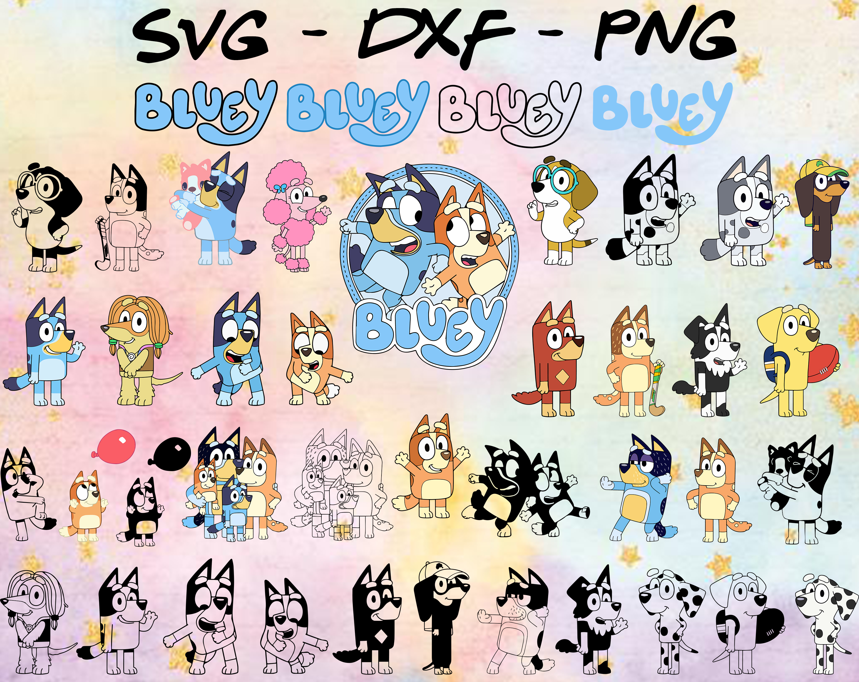 Bluey SVG, Bundle Bluey SVG, PNG, DXF, PDF, JPG,... | Inspire Uplift