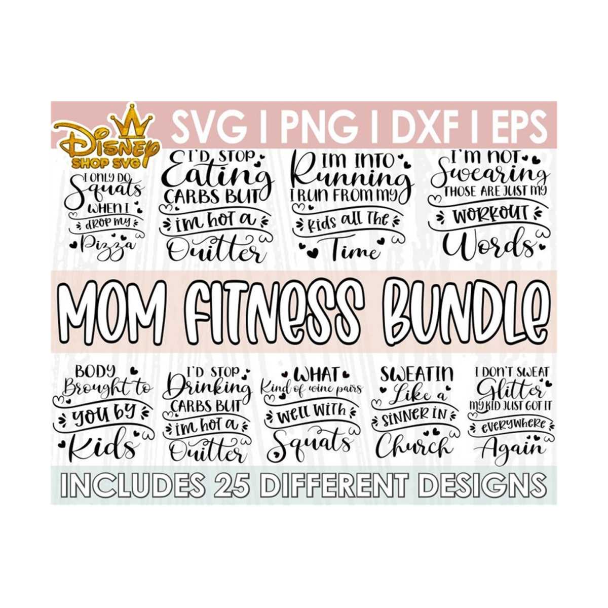 Mom Fitness Svg Bundle,Funny Mom Gym Svg, Mother's Day, Work | Inspire ...