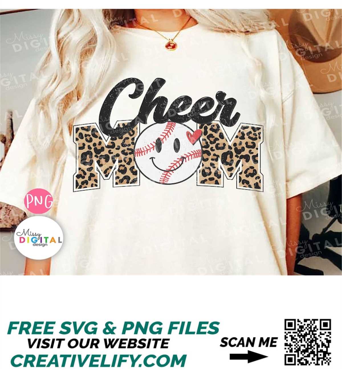 Cheer Mom Smiley Face Png, Cheer Mom Png, Leopard baseball s - Inspire ...