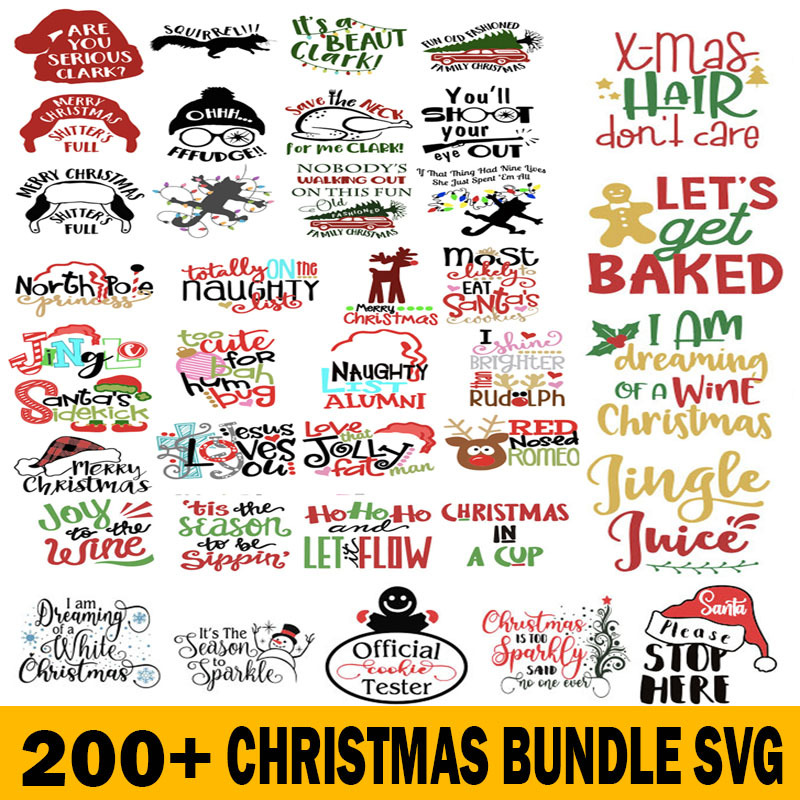200 Christmas Bundle, Merry Christmas Svg, Santa svg,Christm | Inspire ...