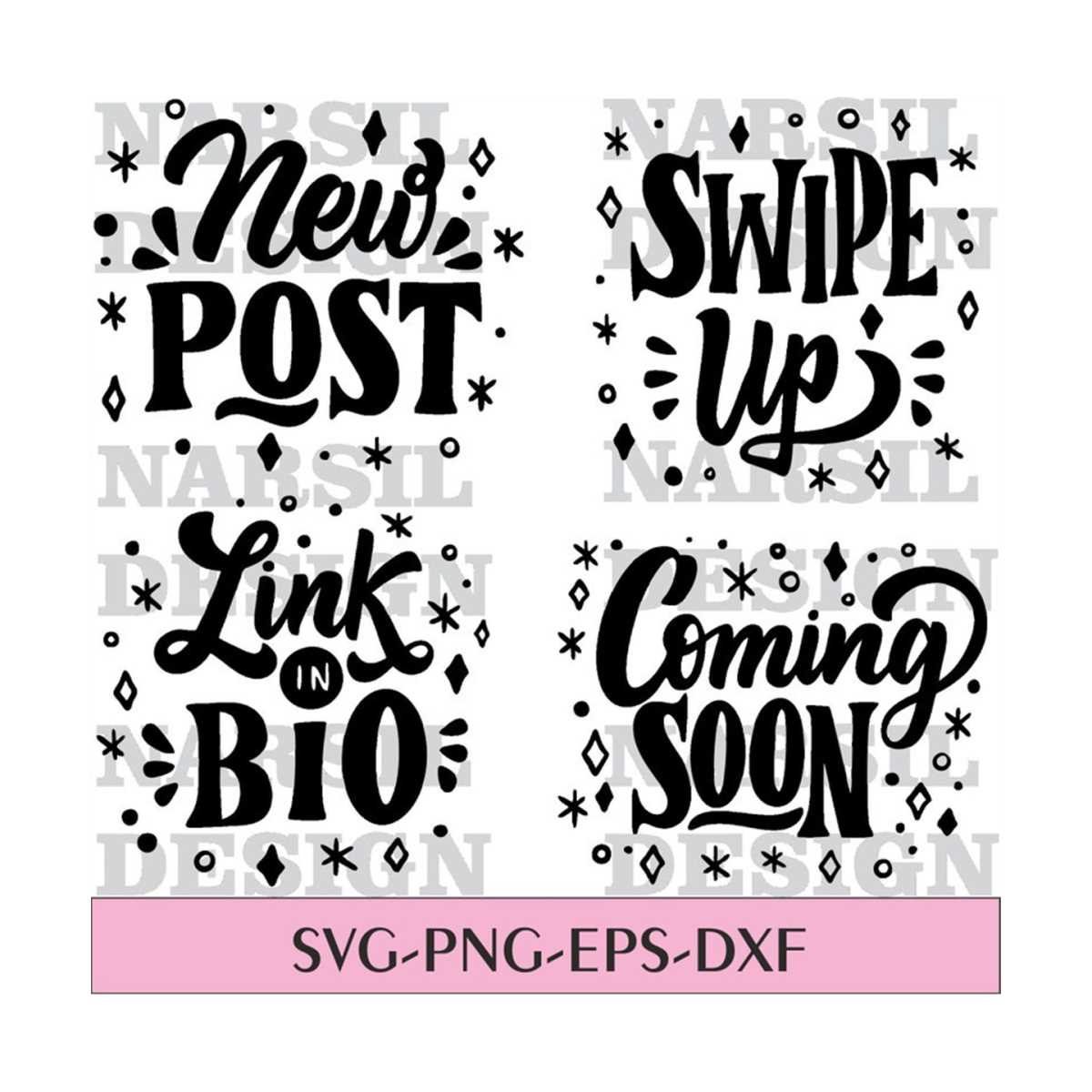 social media lettering collection SVG PNG EPS dxf Bundle | Inspire Uplift