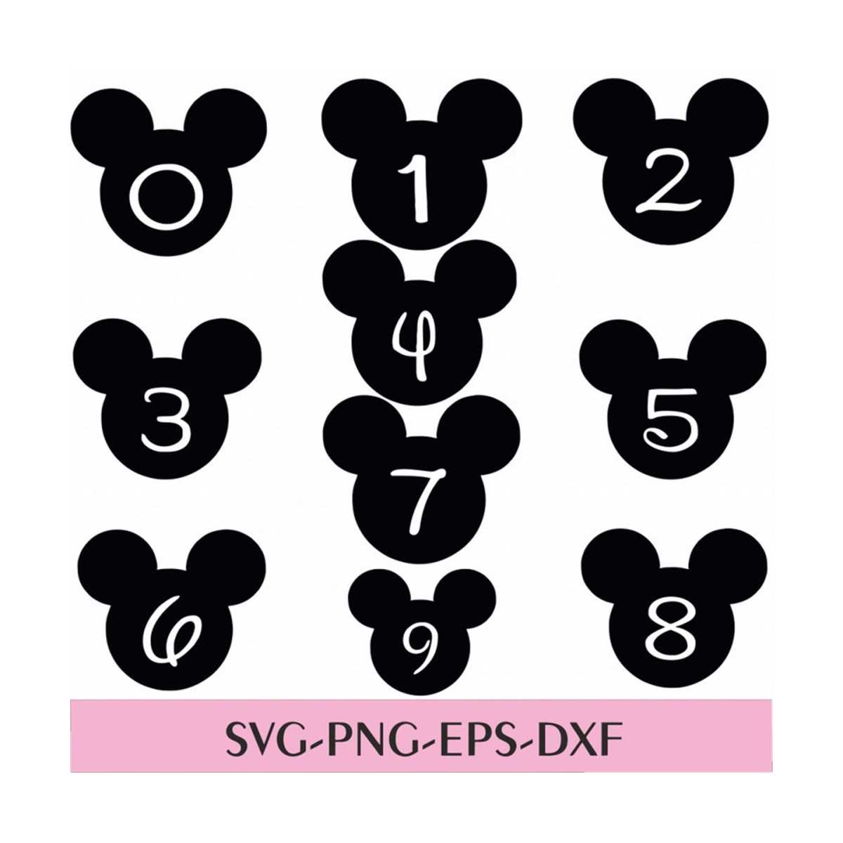 Mickey Head Number SVG & PNG cut files | Inspire Uplift