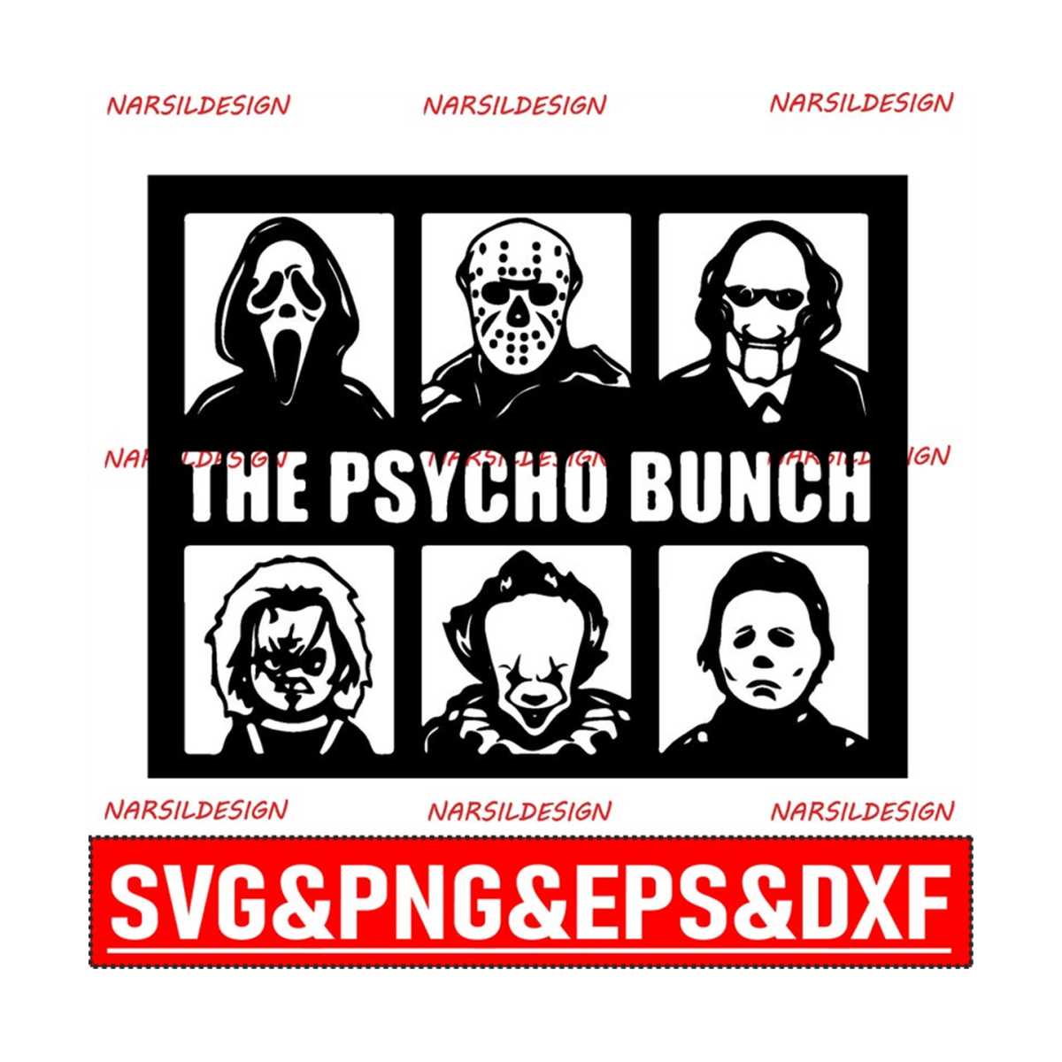 The Psycho Bunch SVG & PNG, scream svg, jason svg, michael m | Inspire ...