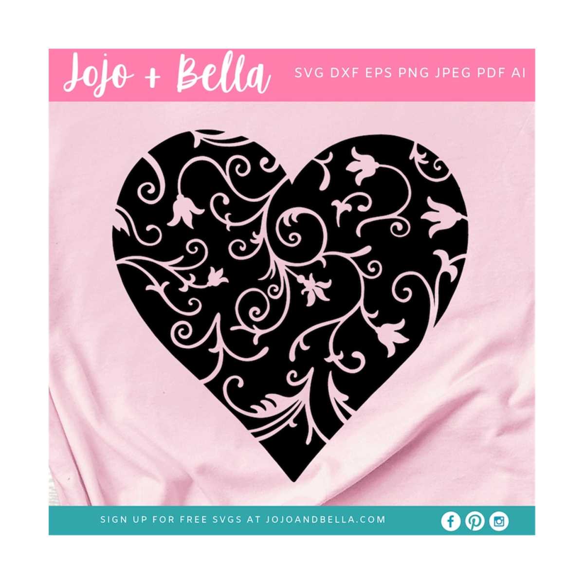 Floral Heart Svg, Swirly Heart SVG - Heart svg file - Valent - Inspire ...