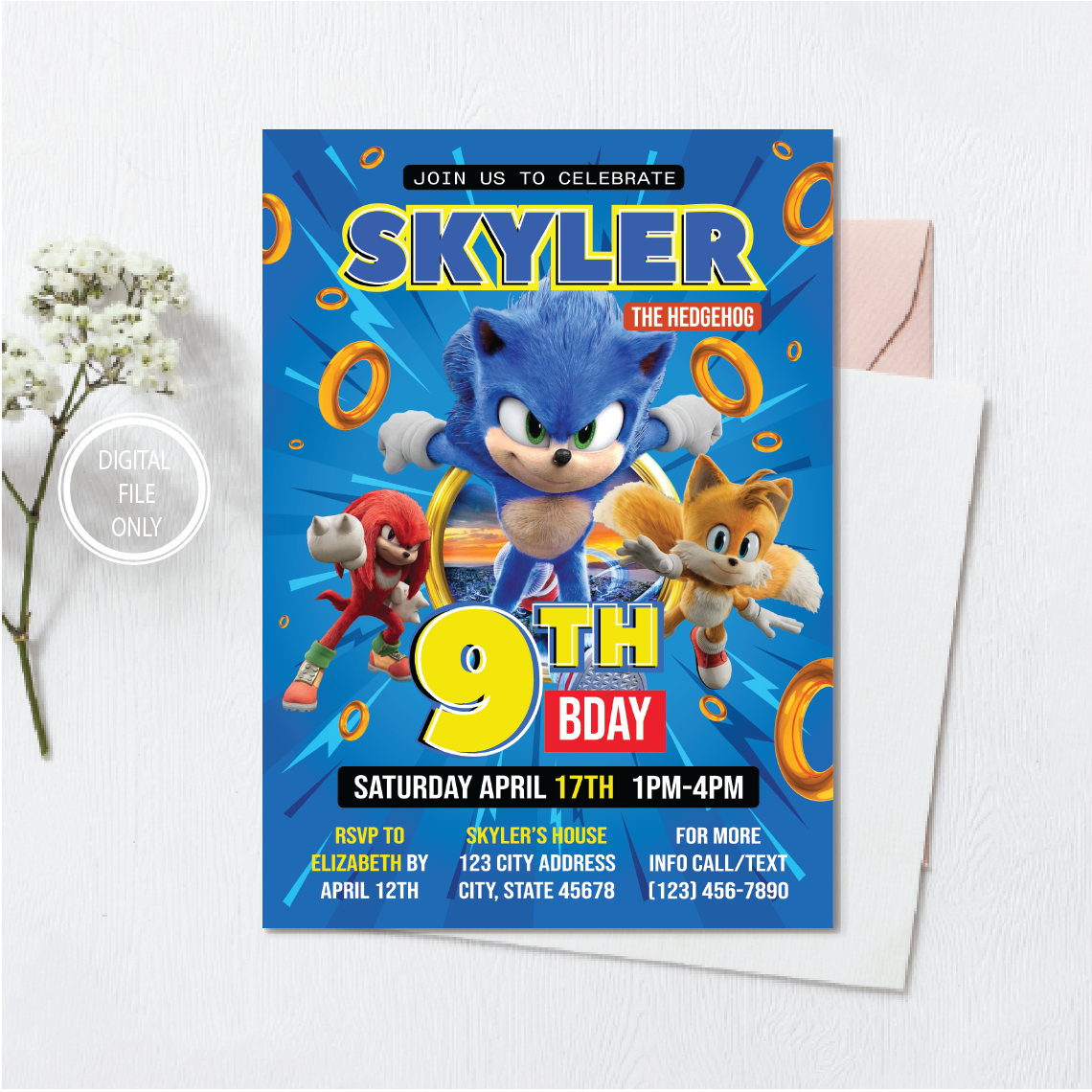 Personalized File Sonic Invitation | Sonic Birthday Invitati | Inspire ...