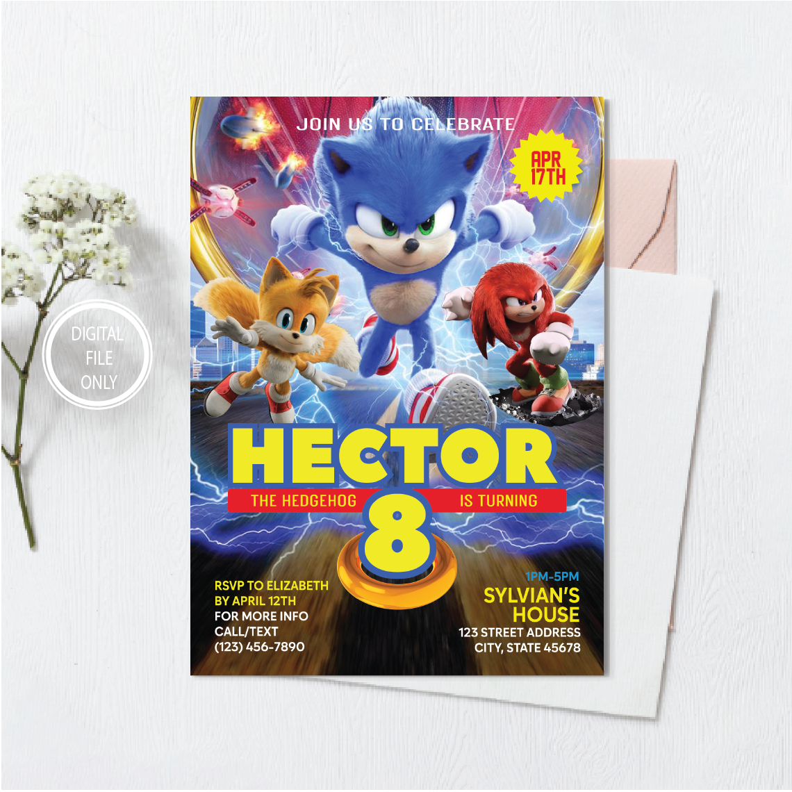 Personalized File Sonic the Hedgehog Birthday Invitation | S - Inspire ...