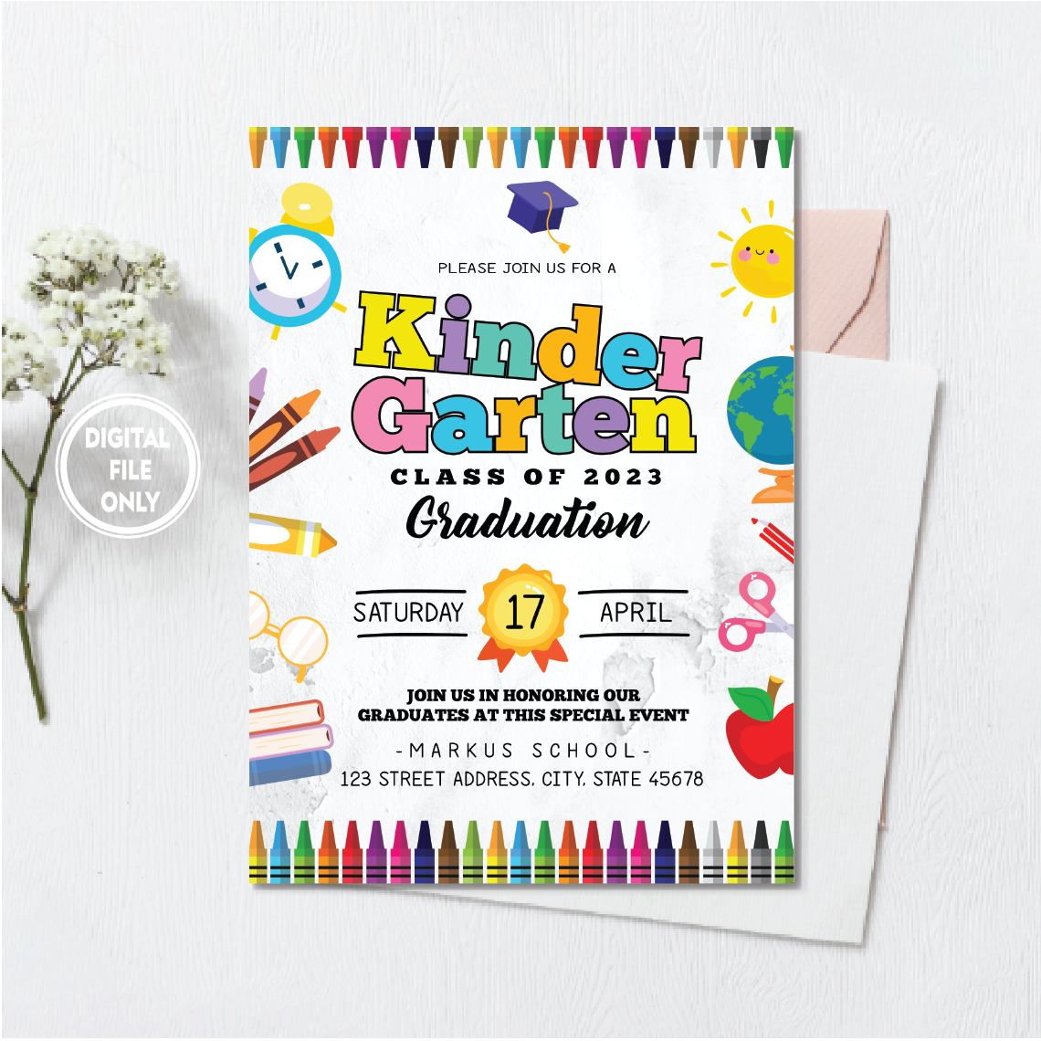 Personalized File Kindergarten Graduation Invitation, Pre K | Inspire ...