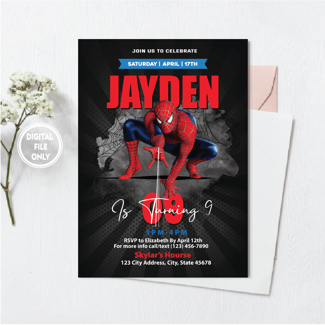 Personalized File Spiderman Invitation | Editable Birthday P | Inspire ...