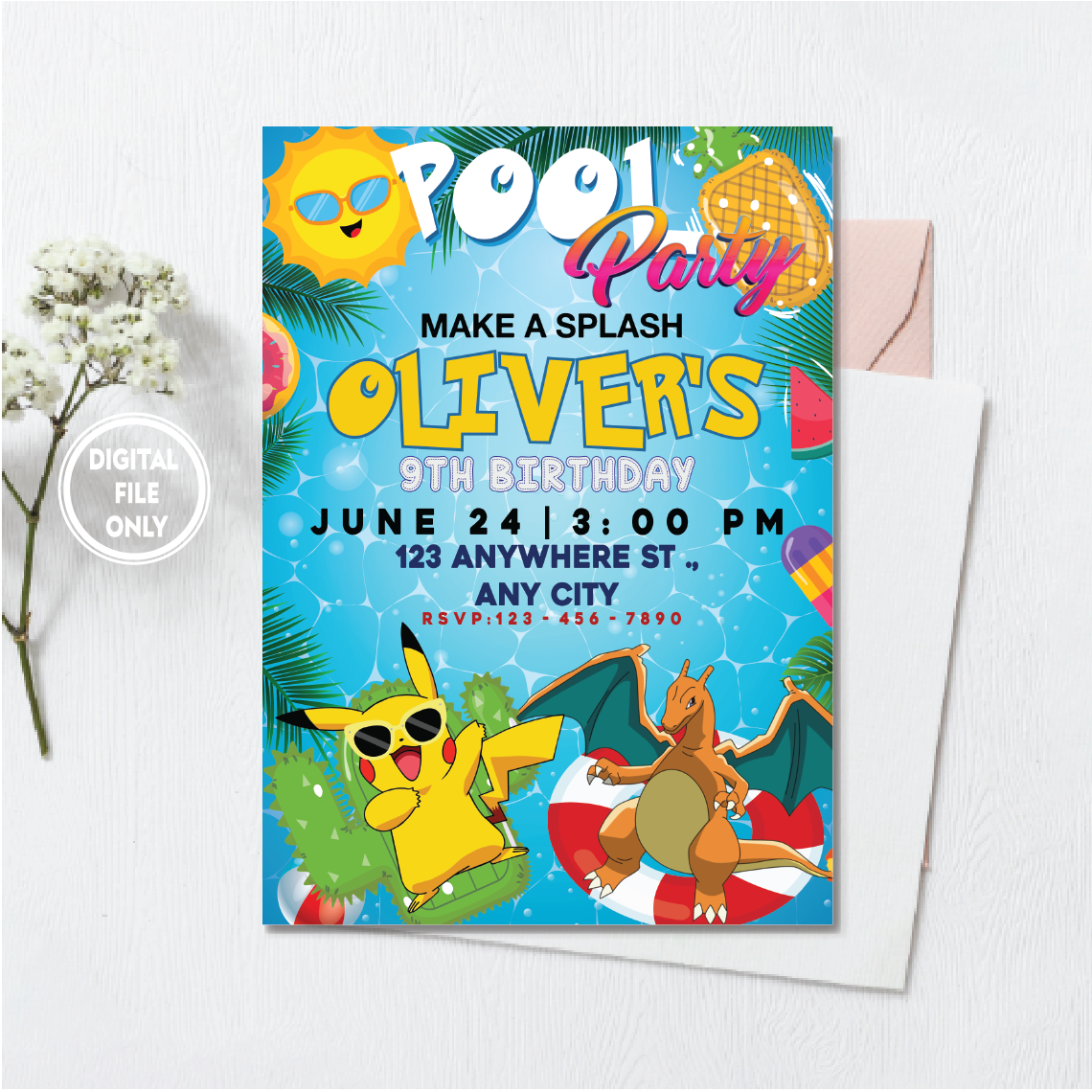 Personalized File Pokemone Birthday Invitation Digital, Pika | Inspire ...