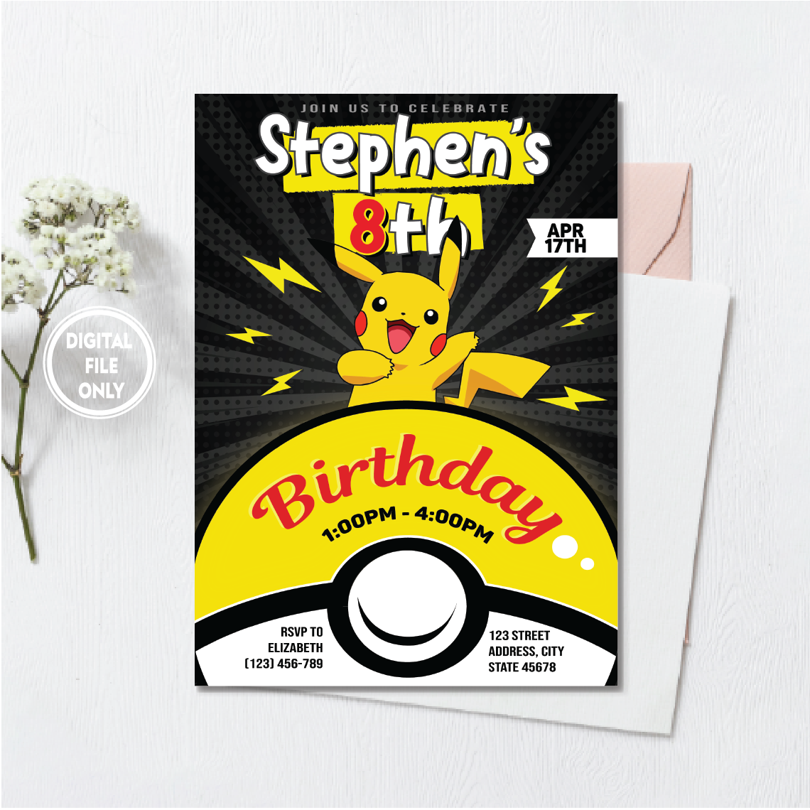 Personalized File Pokemone Birthday Invitation, Pokemon Birt | Inspire ...