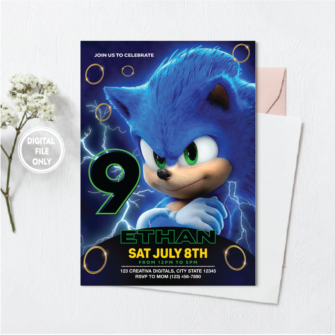 Personalized File Sonic Invitation | Sonic The Hedgehog | So | Inspire ...