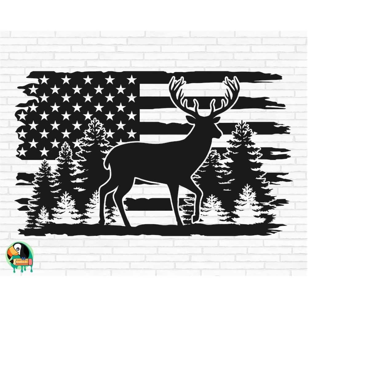 Deer Hunting Flag SVG, Deer Scene svg, Hunting svg, Hunting | Inspire ...