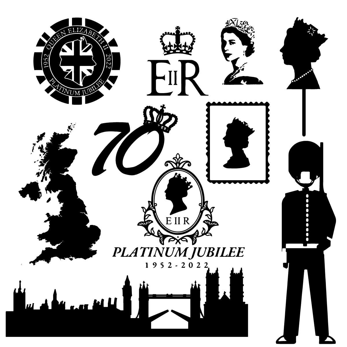 Platinum Jubilee Queen 70 Years Bundle SVG | Inspire Uplift