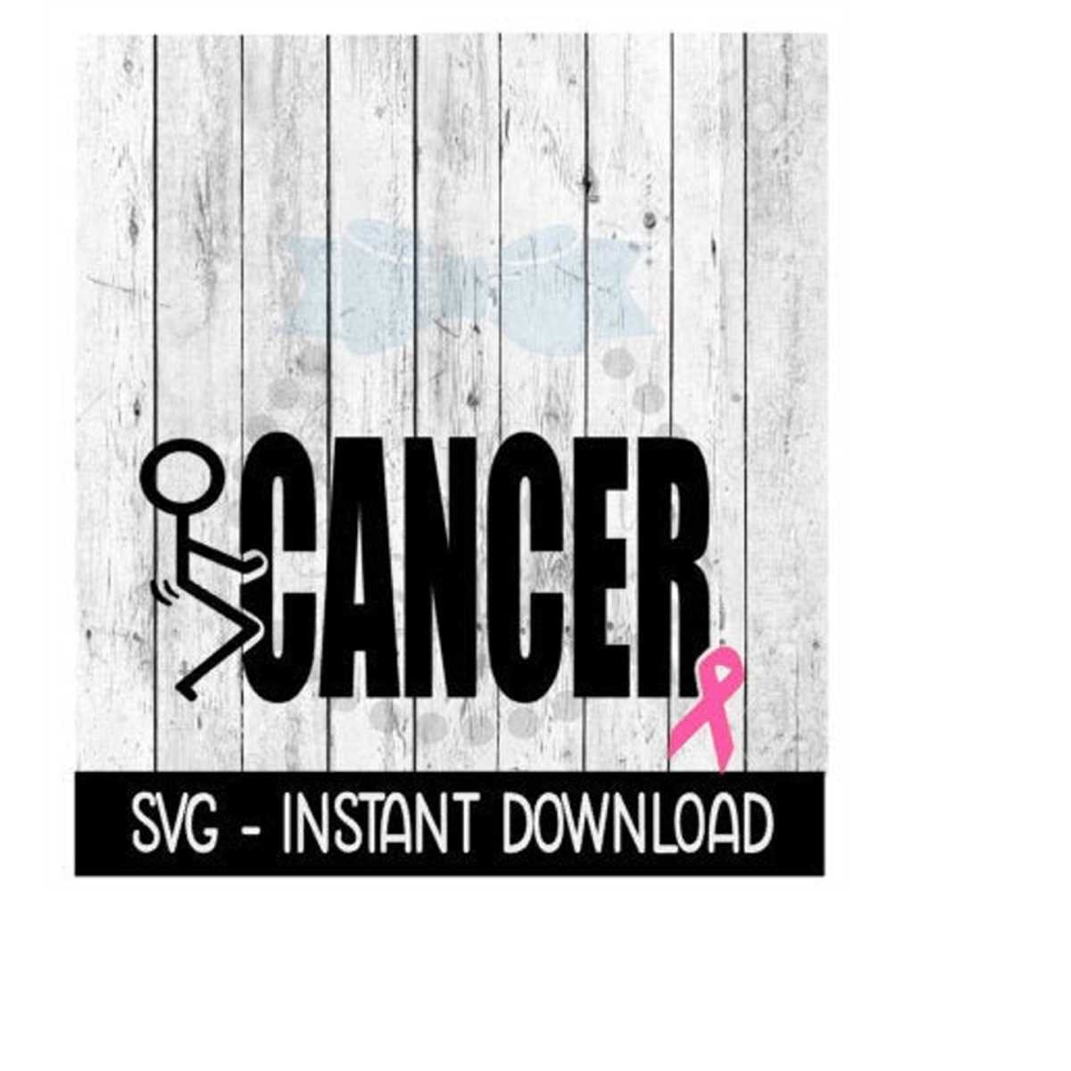 Fck Cancer Ribbon, Breast Cancer Ribbon SVG, Wine Glass SVG, - Inspire ...