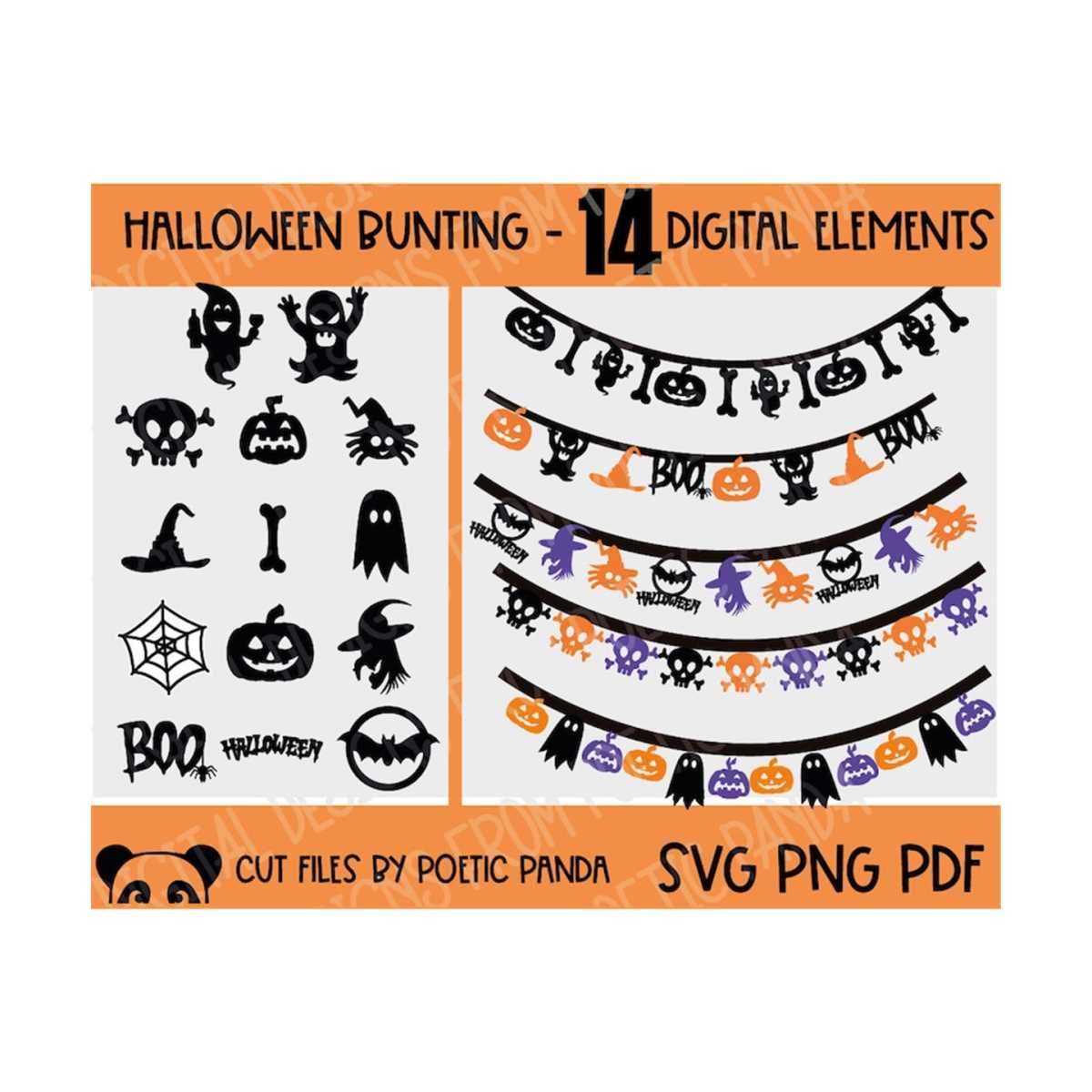 Halloween bunting SVG files, Halloween banner svg, Halloween | Inspire ...