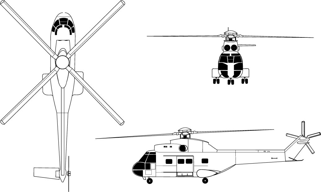 Aerospatiale SA 330 Puma Drawing svg vector outline file for - Inspire ...