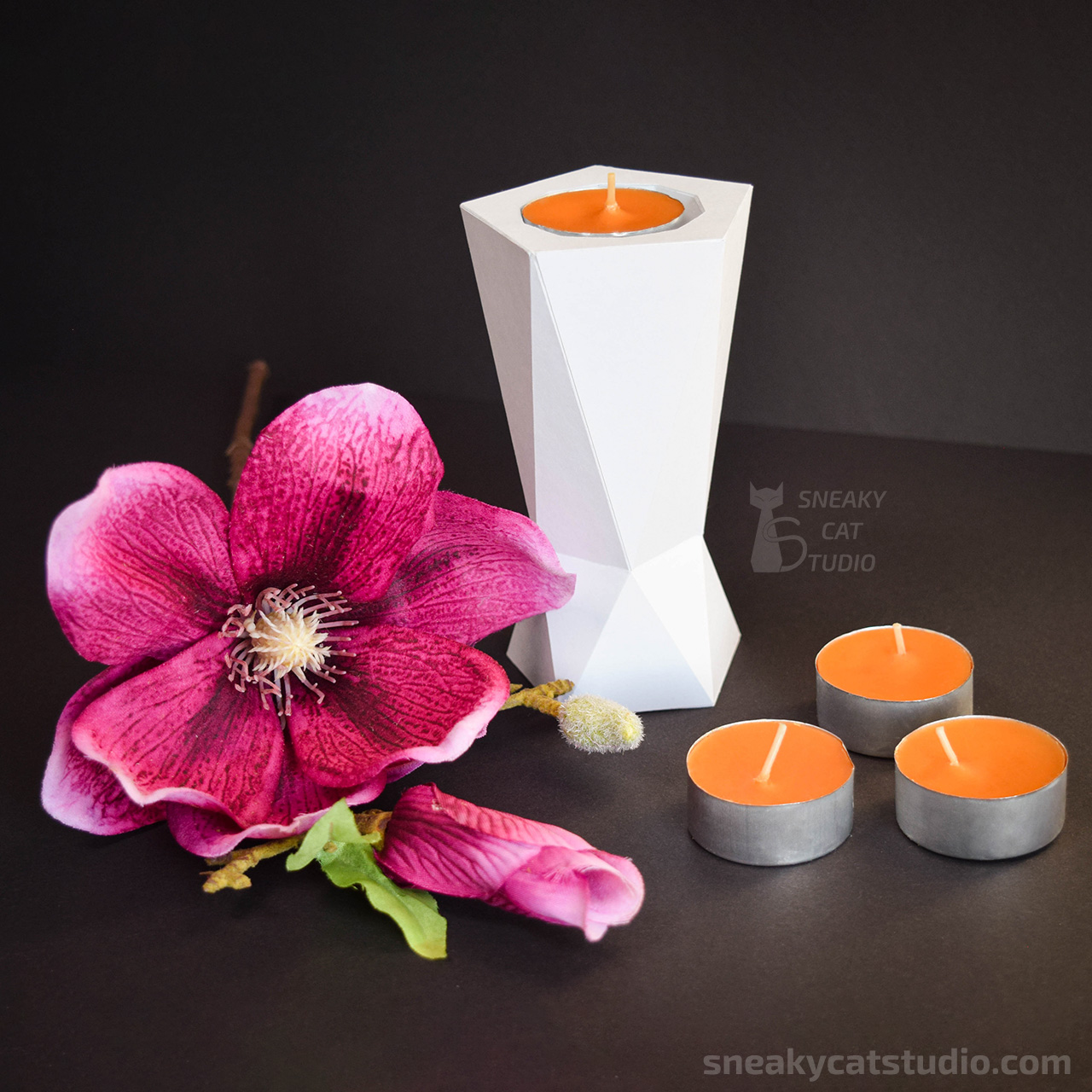 Candlestick 3 - 3D Papercraft template Digital pattern PDF | Inspire Uplift