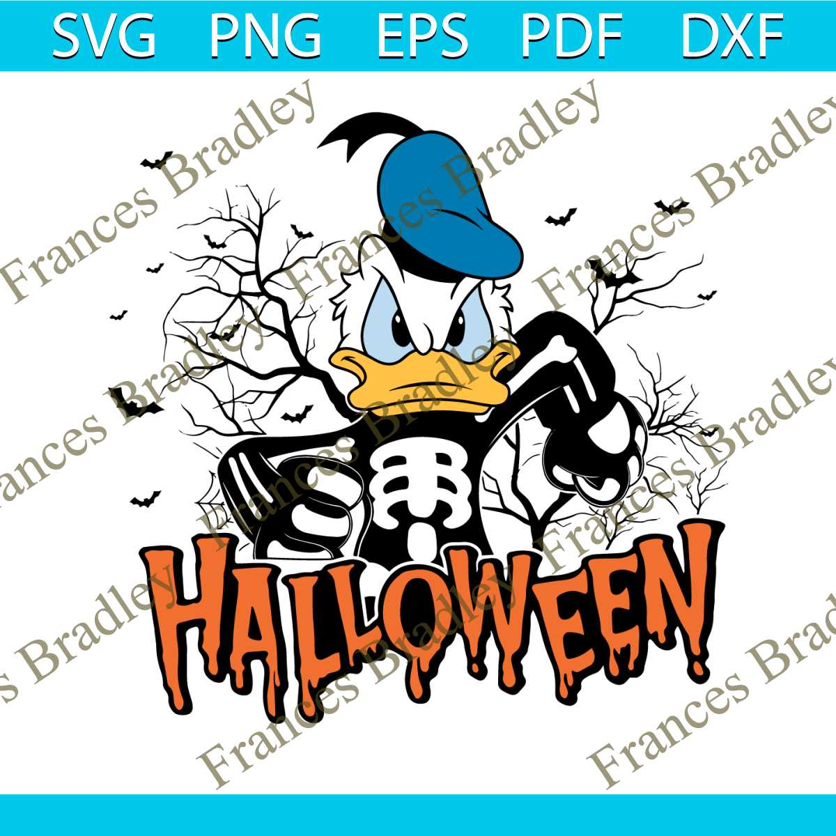 Vintage Donald Duck Skeleton Halloween SVG | Inspire Uplift