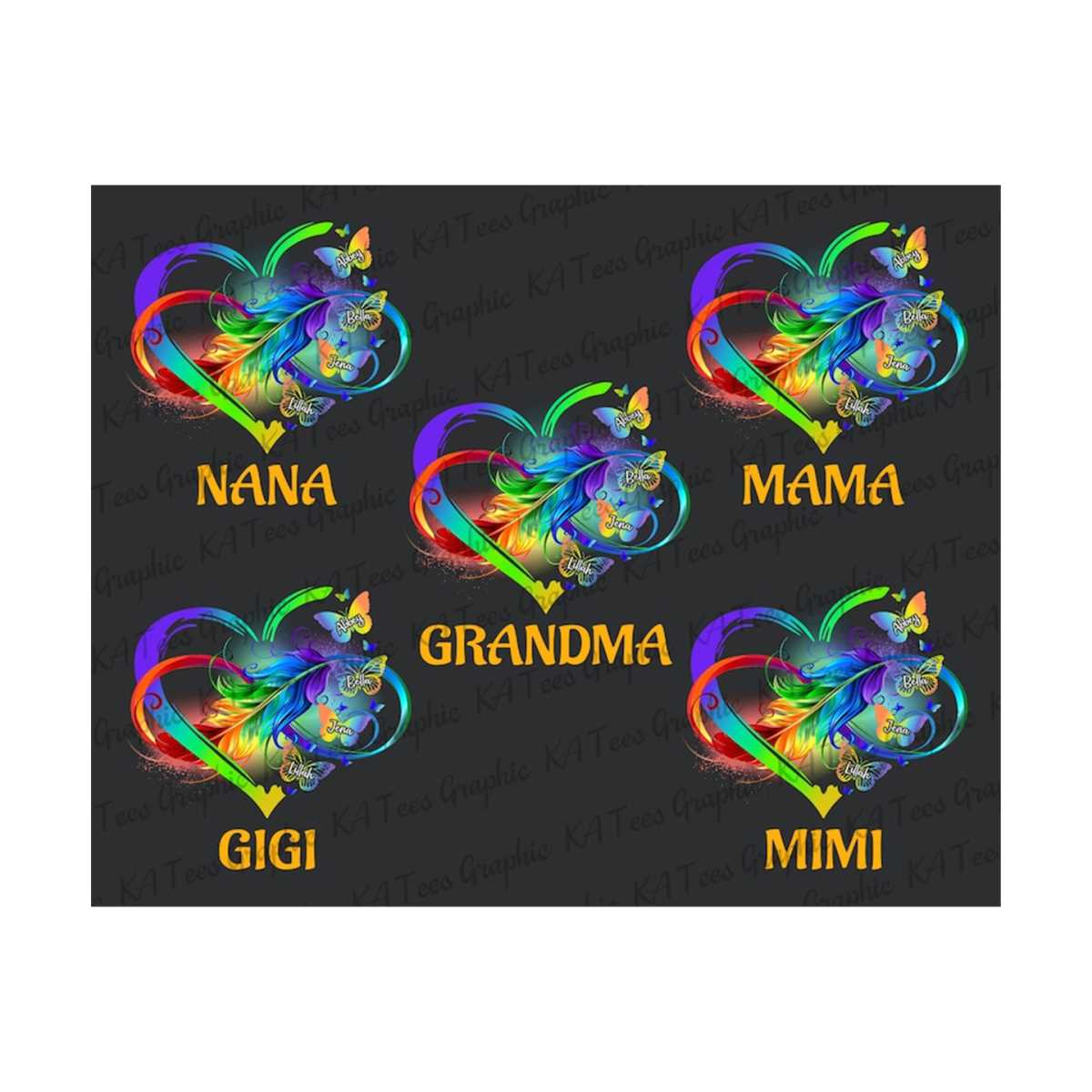Personalized Grandma Mama Heart PNG, Infinity Hearts Custom | Inspire ...