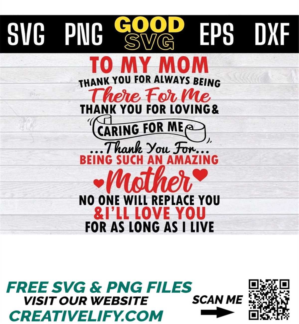 to my mom thank you for always being there for me SVG PNG Dx - Inspire ...