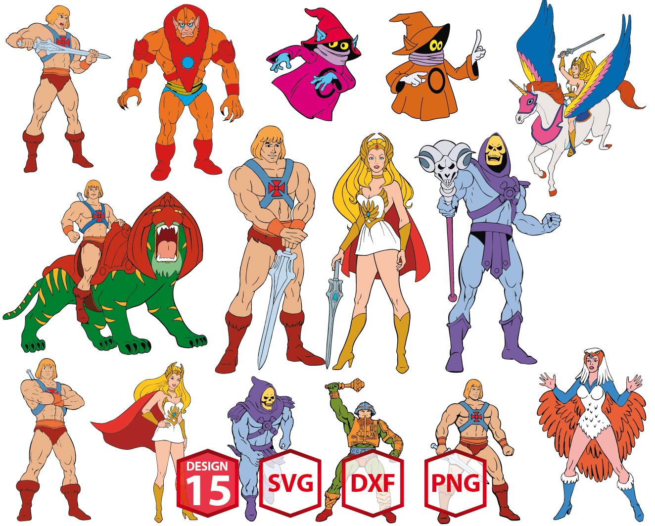 He-Man Svg, SheRa Orko Skeletor Vector, Bundle, Silhouette - Inspire Uplift