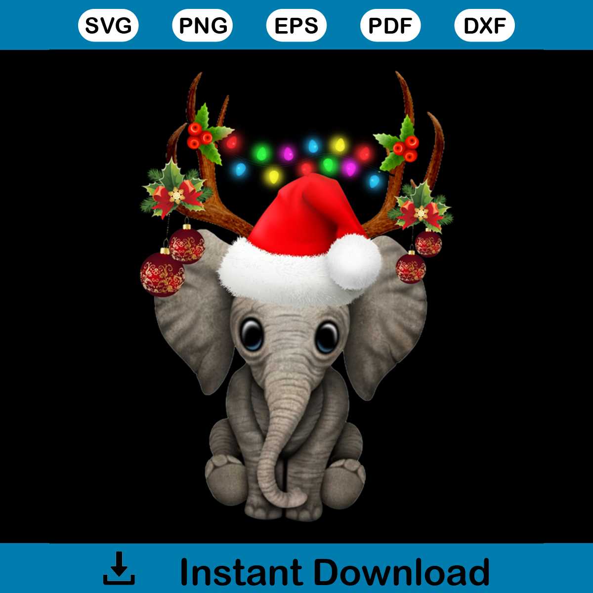 Elephant Christmas Svg, Animal Svg, Elephant Svg, Reindeer S | Inspire ...