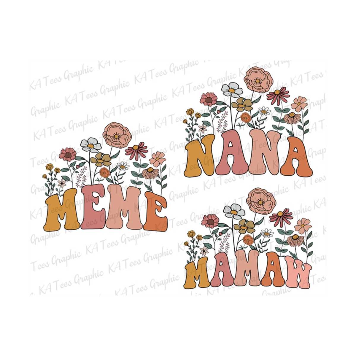 Bundle Floral Meme PNG, Retro Nana Png, Mamaw Flower Png, Mo | Inspire ...