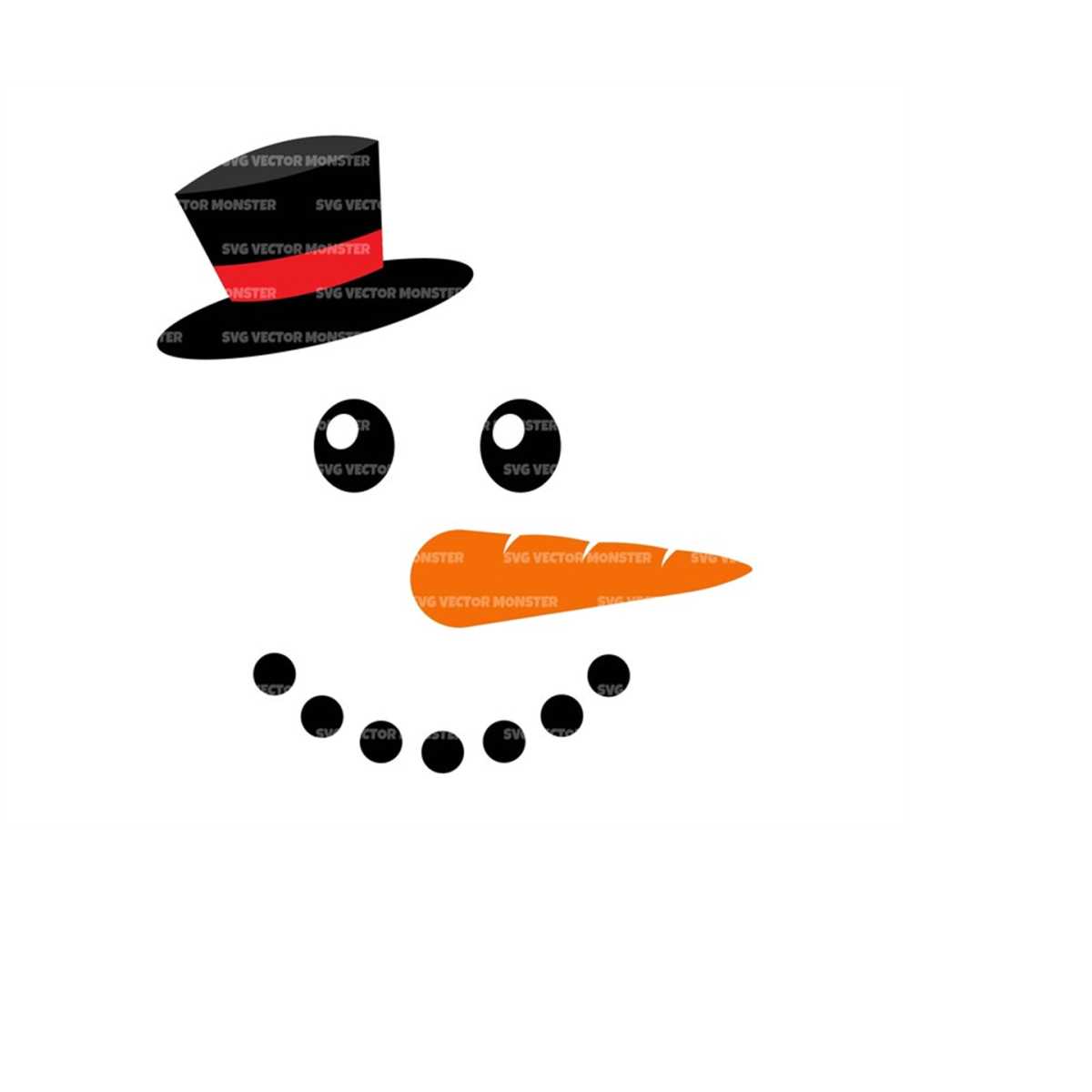 Snowman with Hat Svg, Snowman Face Svg, Merry Christmas Svg. - Inspire ...