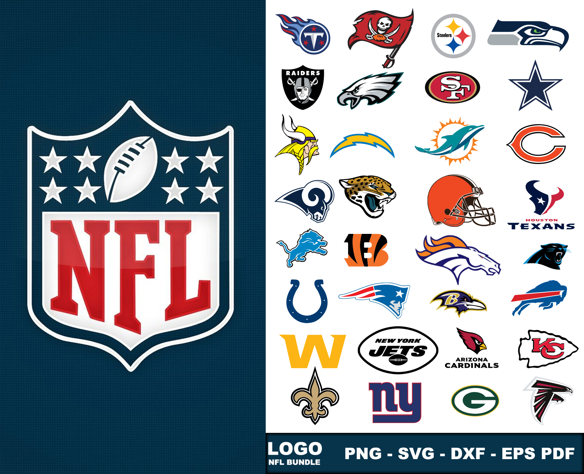 NFL Logo Svg , Football Team Svg, Cricut, Digital Download , | Inspire ...