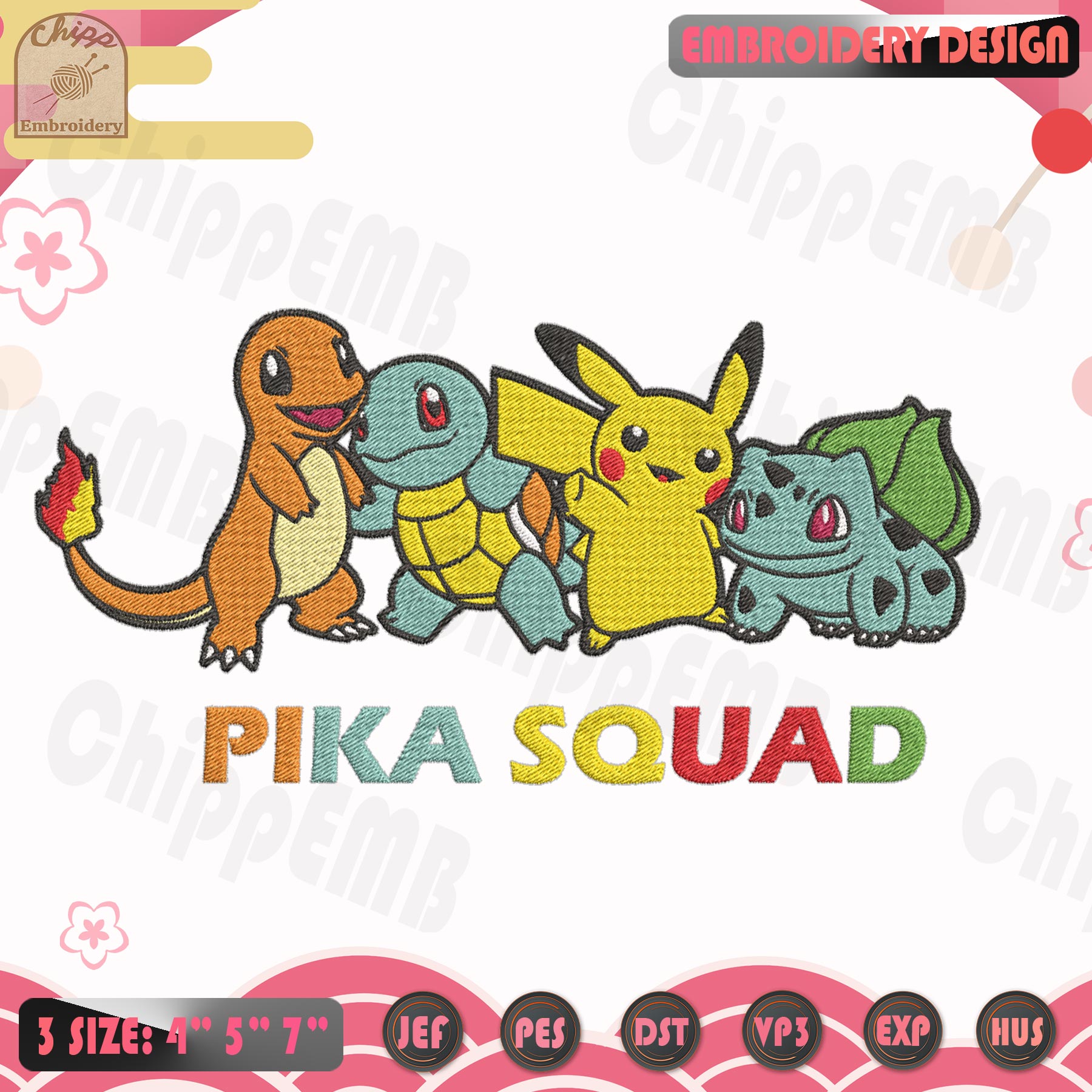 Pokemon Embroidery Design, Anime Embroidery File, Machine Em | Inspire ...