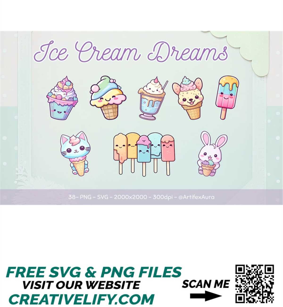 38 PNG SVG Ice Cream Clipart Bundle - Kawaii food, kawaii de | Inspire ...