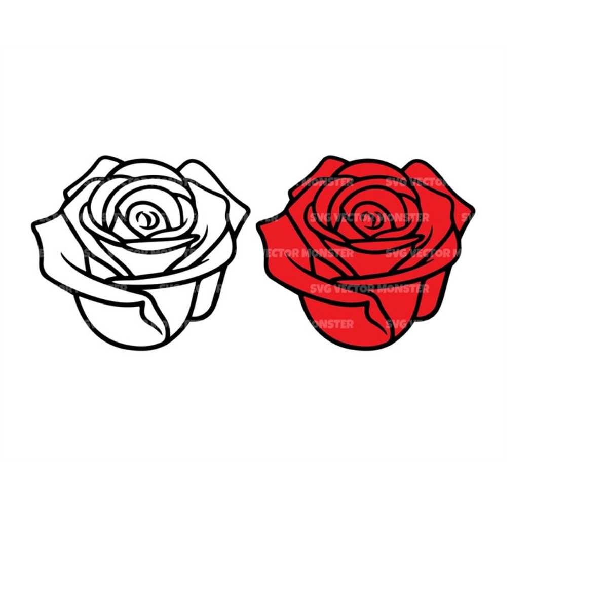 Red Rose SVG, Outlined Rose Svg, Red Flower Svg. Vector Cut - Inspire ...