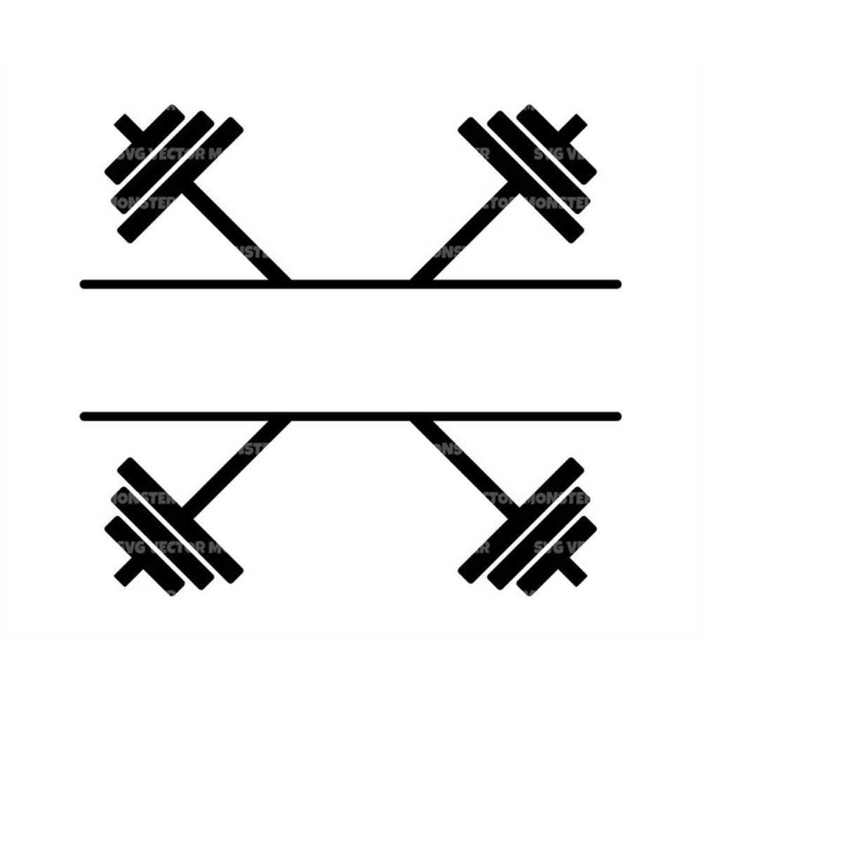 Barbell Split Name Frame Svg, Barbell Monogram, Bodybuilding - Inspire ...