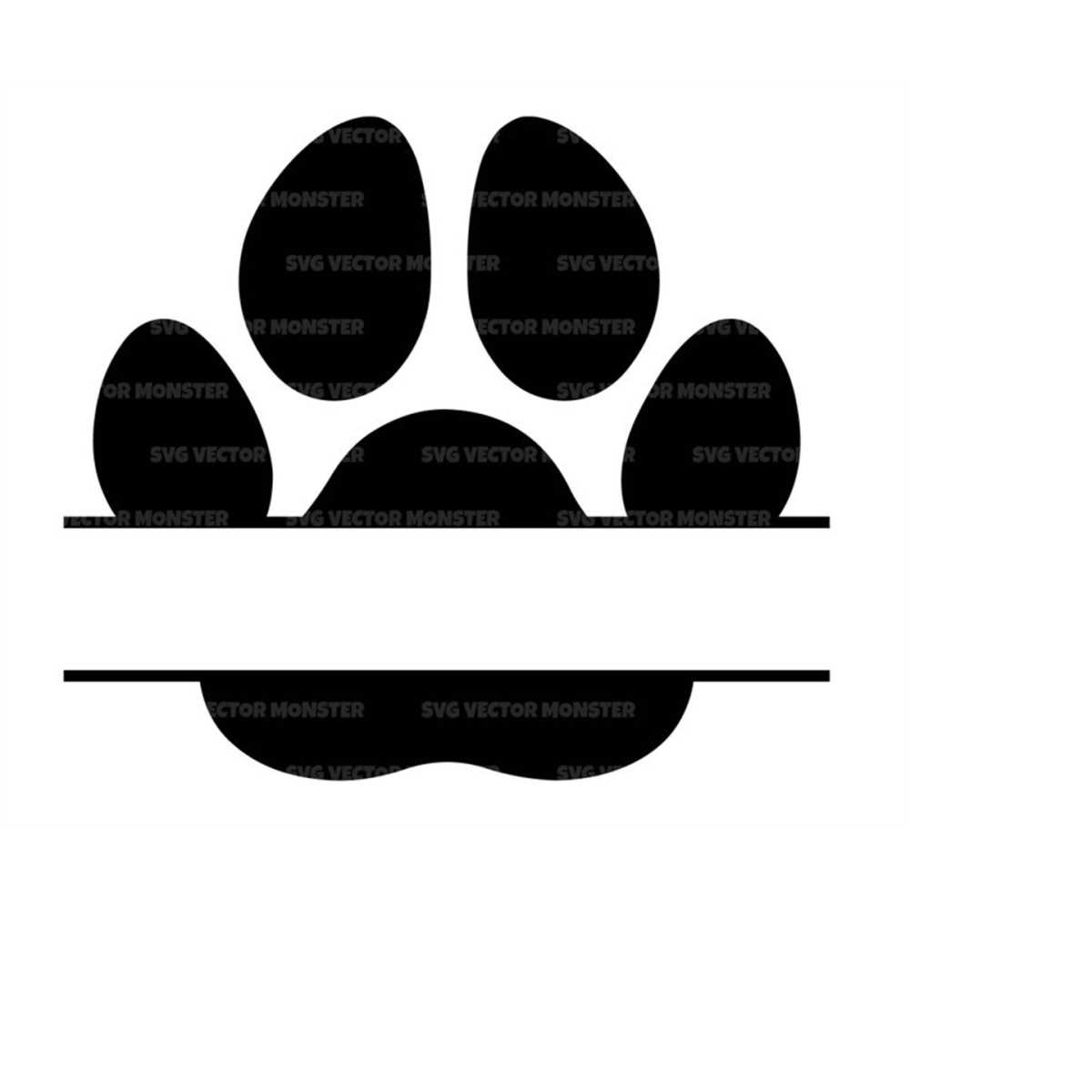 Dog Paw Print Monogram Svg, Paw Print Split Name Monogram Sv - Inspire ...