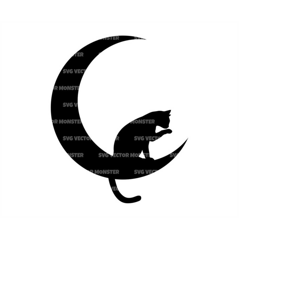 Cat Moon Svg, Crescent Moon Svg. Vector Cut file for Cricut, - Inspire ...