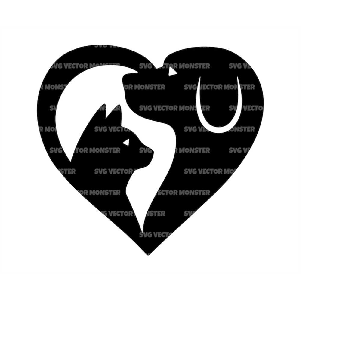 Cat Svg, Dog Svg, Line Art Heart Svg, Pet Lover Svg. Vector - Inspire ...