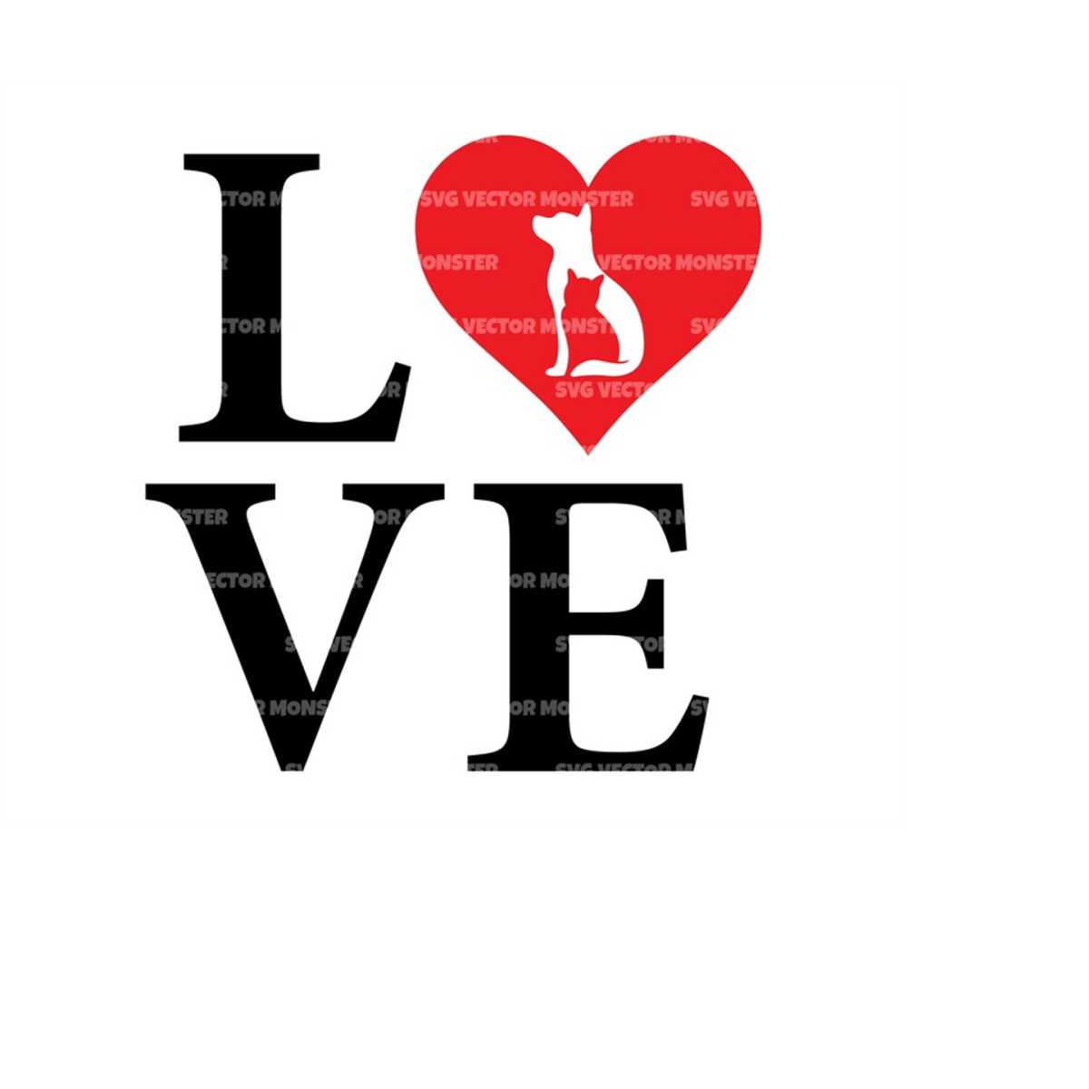 Love Svg, Dog Svg, Cat Svg, Red Heart Svg, Pet Love. Vector - Inspire ...