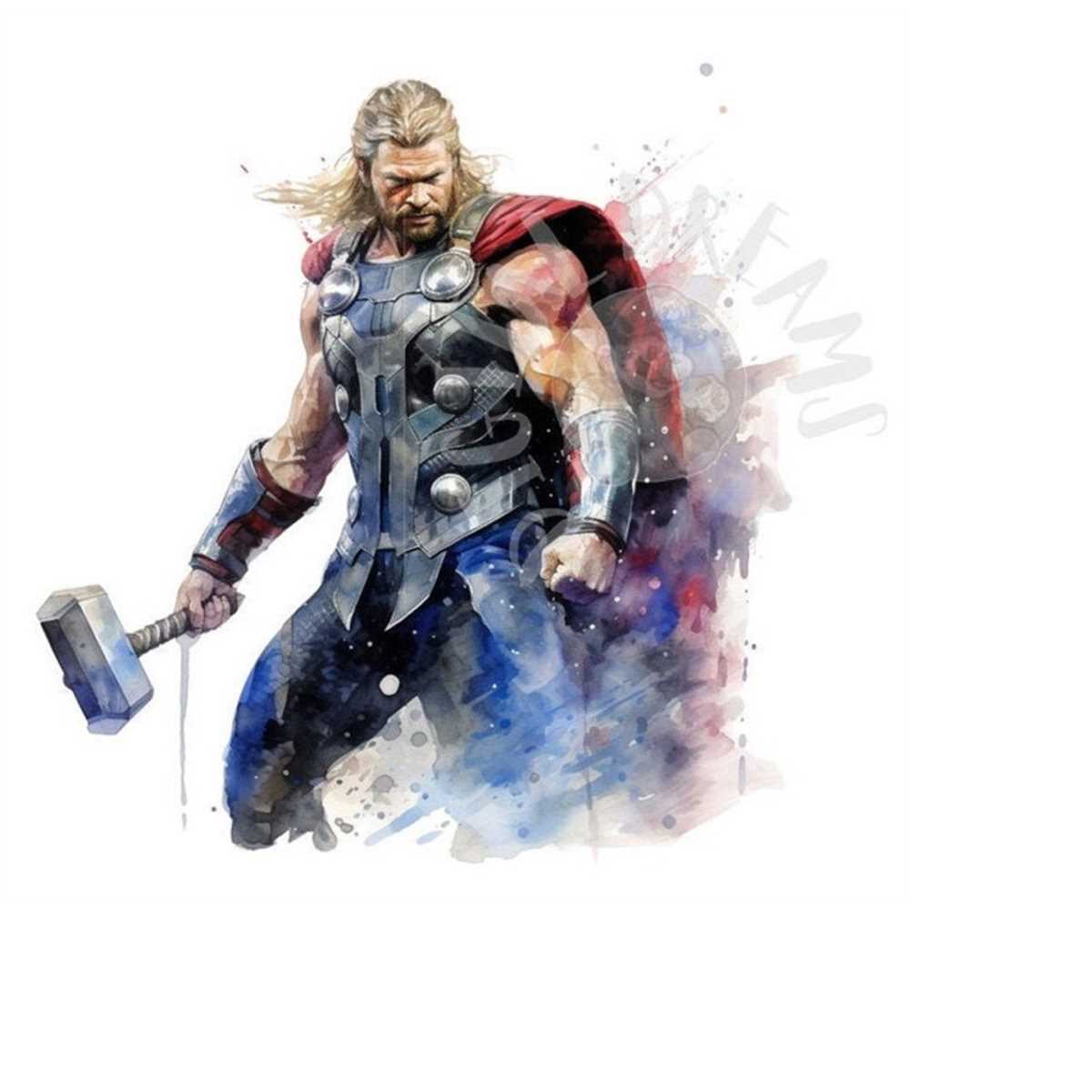 Set of 8 Watercolor Thor Digital Images for Printing, Custom | Inspire ...