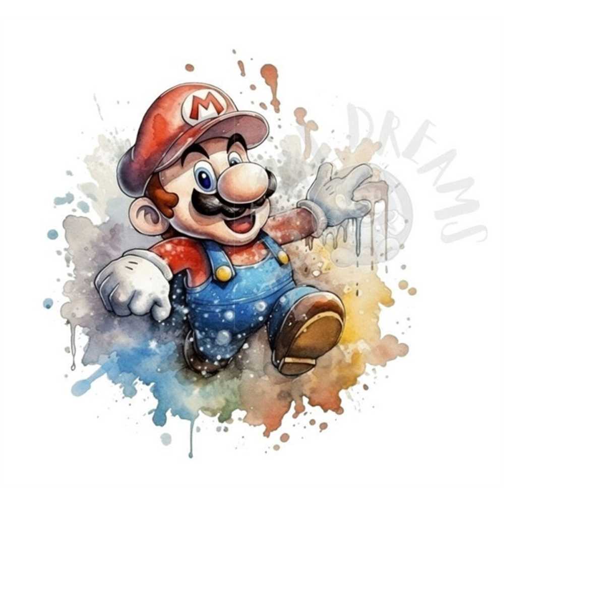 Set of 7 Watercolor Mario Bros Digital Images for Printing, | Inspire ...