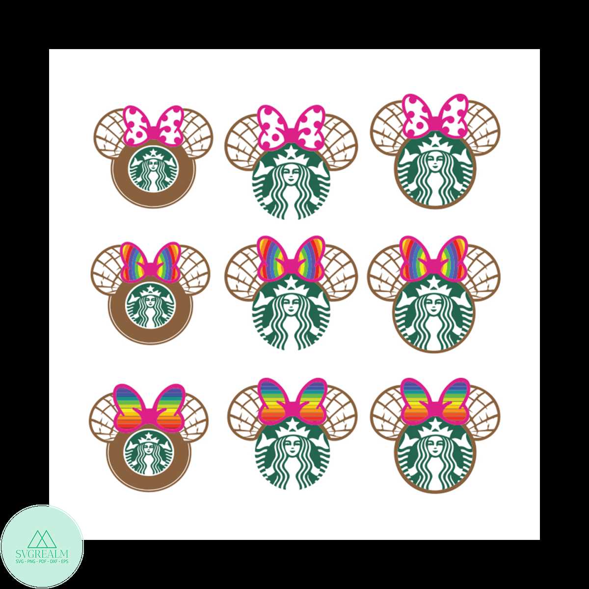 Styles Mexican Concha Minnie Ears Starbucks Bundle Svg, Bran - Inspire ...