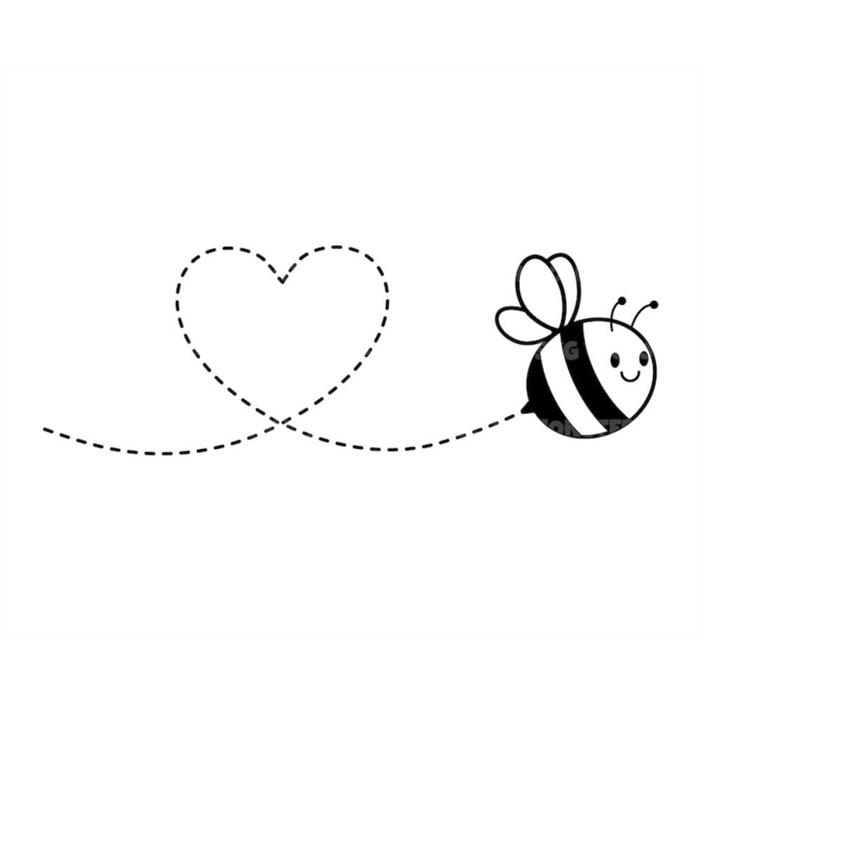 Bumblebee Svg with Heart Dashed Line Path, Love Svg. Vector | Inspire ...