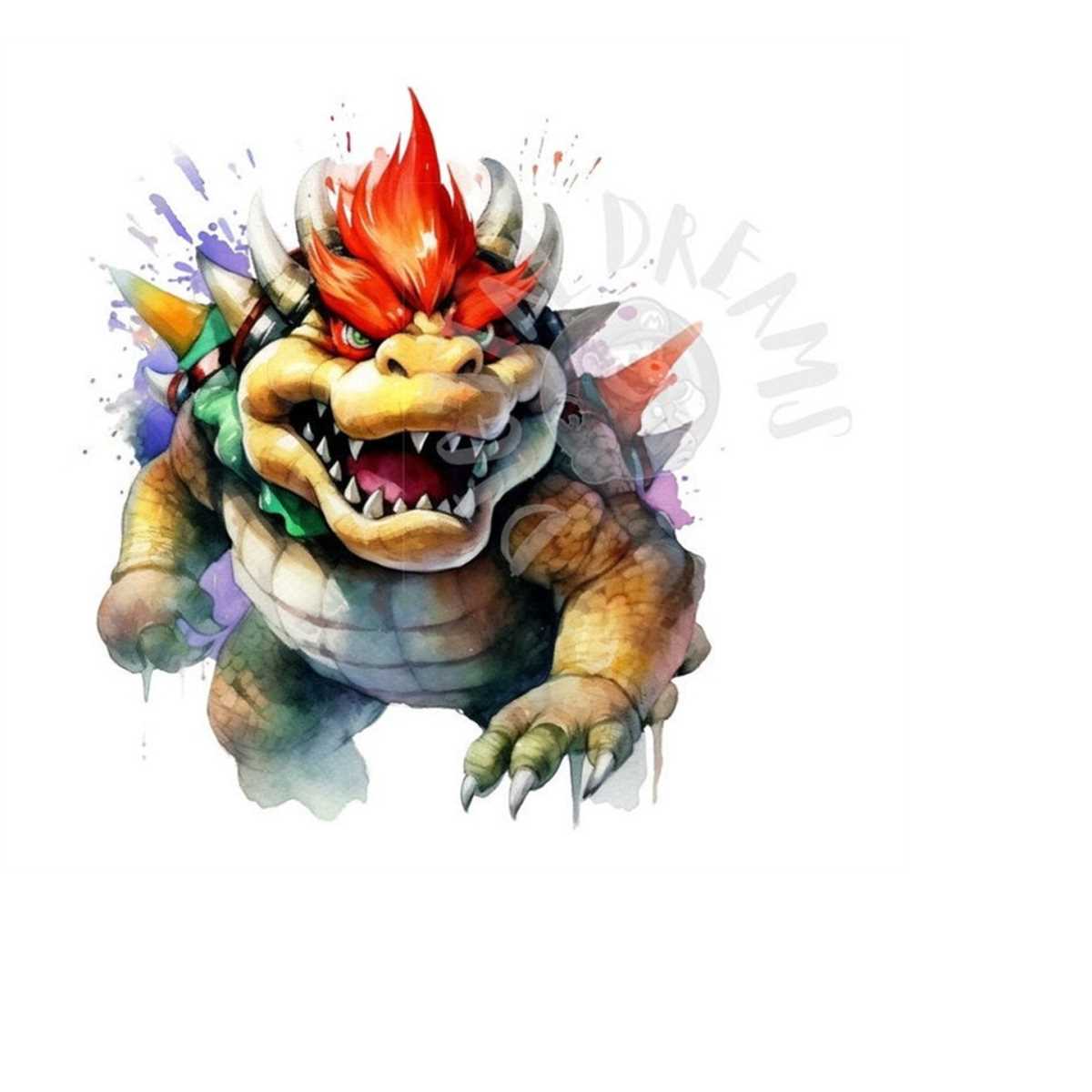 Set of 8 Watercolor Bowser Digital Images from Super Mario f | Inspire ...