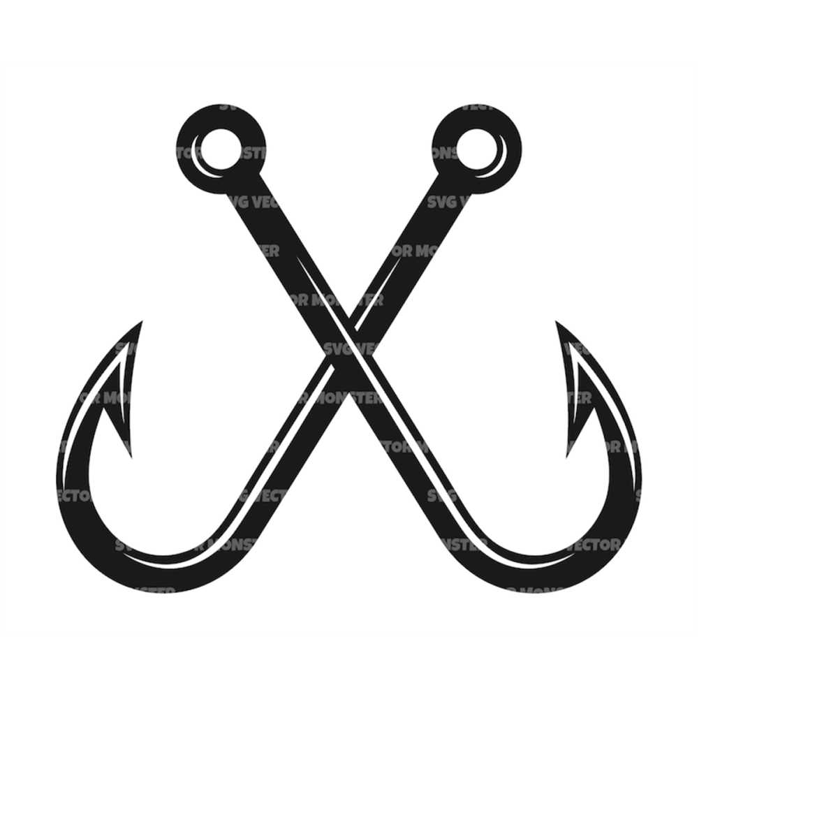 Crossed Fish Hooks Svg, Bass Fishing Svg, Fishing Hook Svg. - Inspire ...