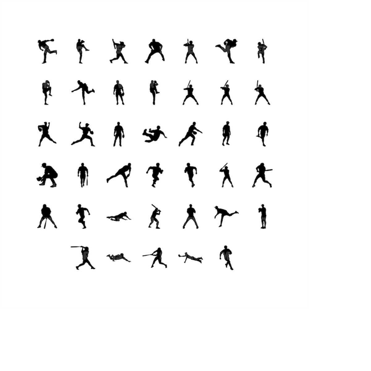 41 Baseball Player Pose Silhouettes Svg, Vector Cut file for - Inspire ...