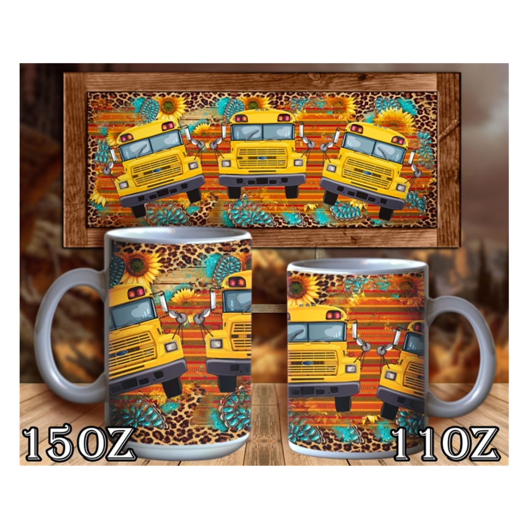 School Bus Serape Mug Sublimation Png, School Bus Design Png | Inspire ...