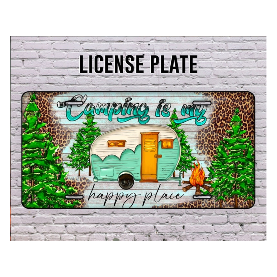 Camping in My Happy Place License Plate Png, Caravan License | Inspire ...