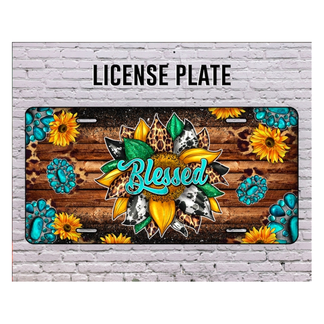 Blessed Sunflower License Plate, Sunflowers License Plate Pn | Inspire ...