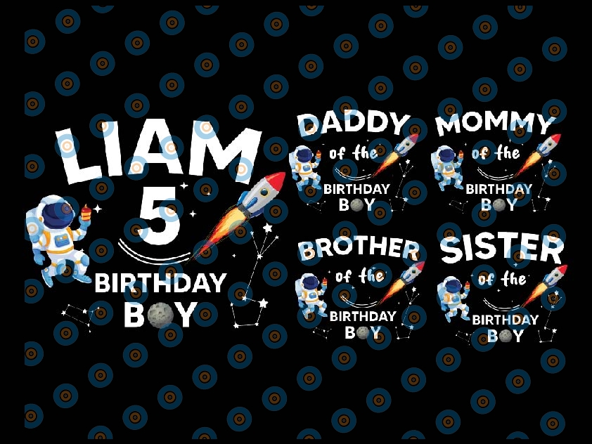 Personalized Name And Age Astronaut Birthday Png, Family Ast - Inspire ...